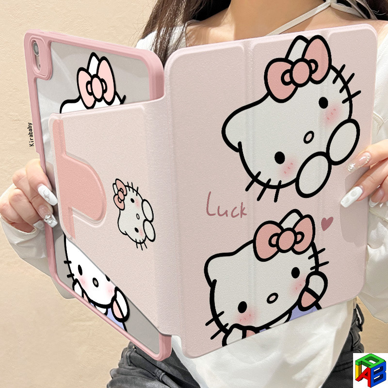 Hello Kitty dễ thương hồng 360° Xoay Ba nếp gấp ipad Gen11 A16 / air7 ...