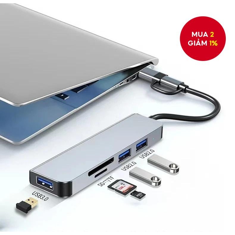 Type C Dual Head 5 trong 1 USB Hub Extender Trạm nối đa chức năng Đầu ...