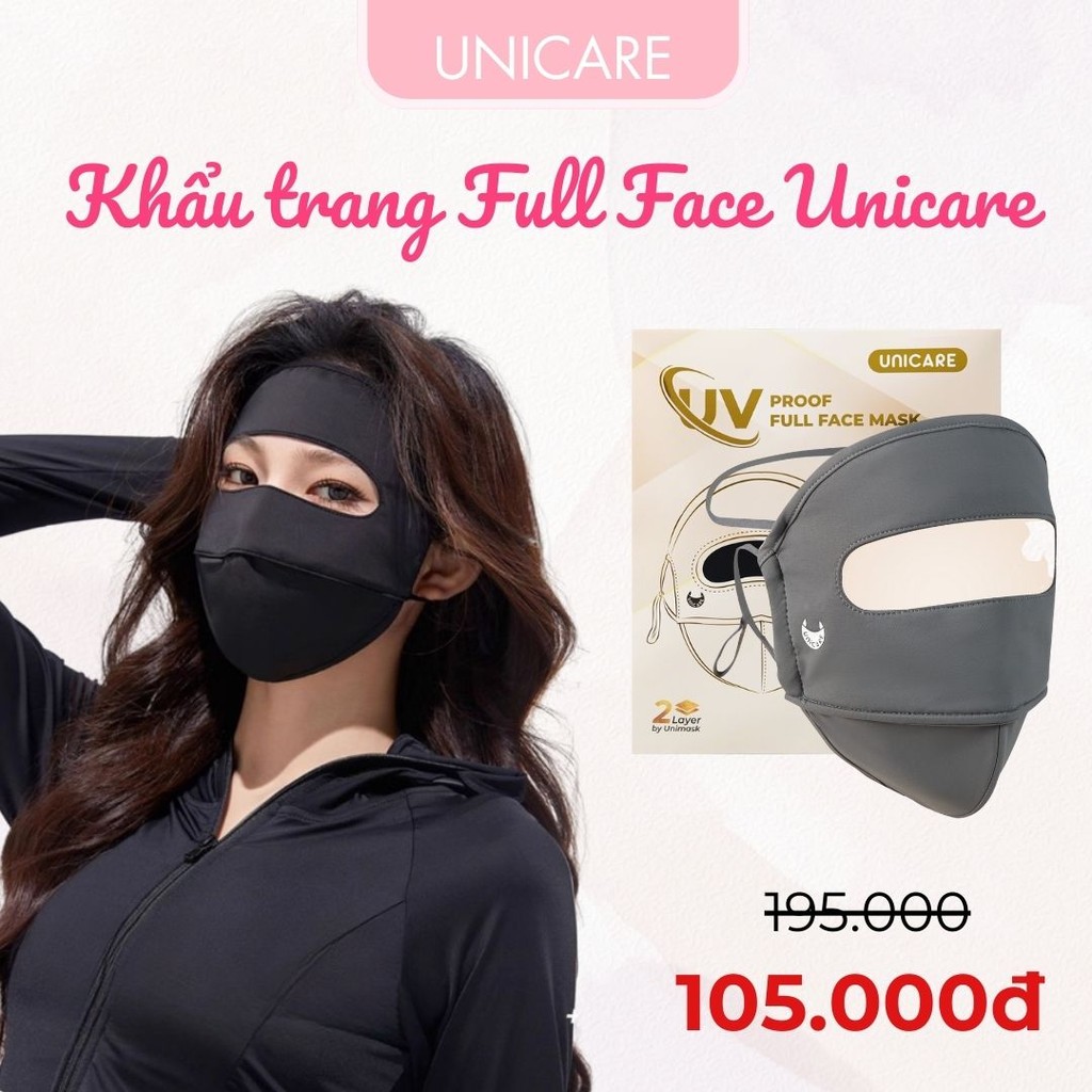 Khẩu trang toàn mặt chống nắng Unicare, khẩu trang Full Face chống UV ...