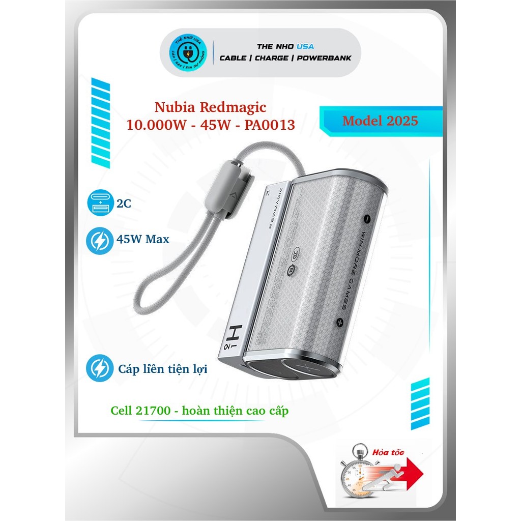 Sạc dự phòng Nubia Redmagic 45W 10000mAh 2C có cáp kéo dài PA0013 PD PPS QC | Shopee Việt Nam