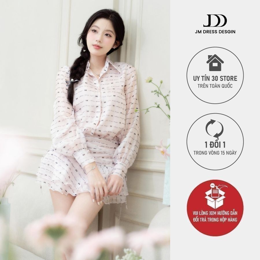 Đầm cổ đức xếp ly bèo hông JM Dress Design 1R07.2404OG | Shopee Việt Nam