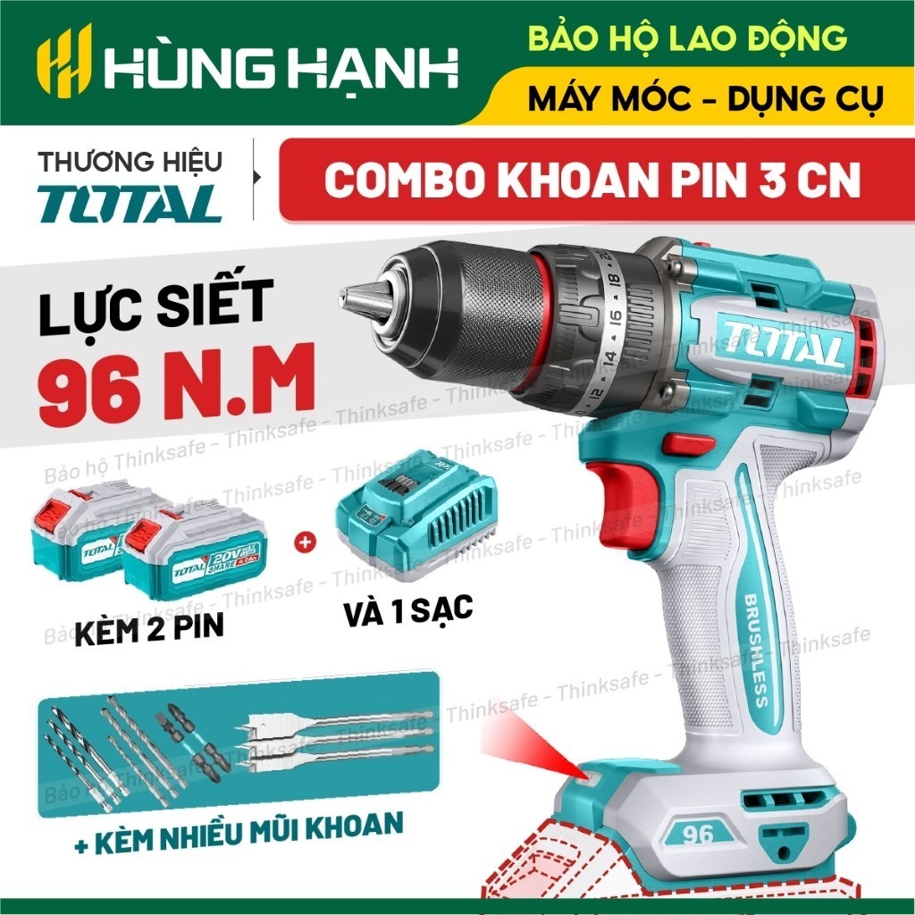 Máy Khoan Búa 96Nm Mẫu mới Không Chổi Than Dùng Pin 20V TOTAL ...