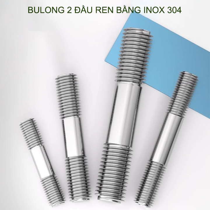Bộ 2-5 Bulong 2 đầu có ren, làm bằng inox 304 M6-M8-M10-M12 tùy chọn ...