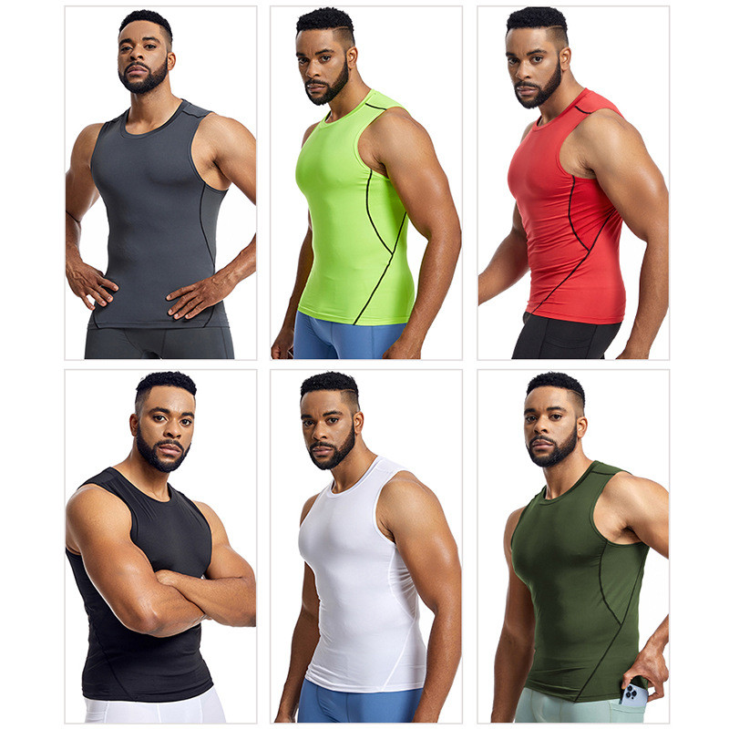 New Sports Vest Men's Spring and Summer Tight Bottoming Workout Clothes ...