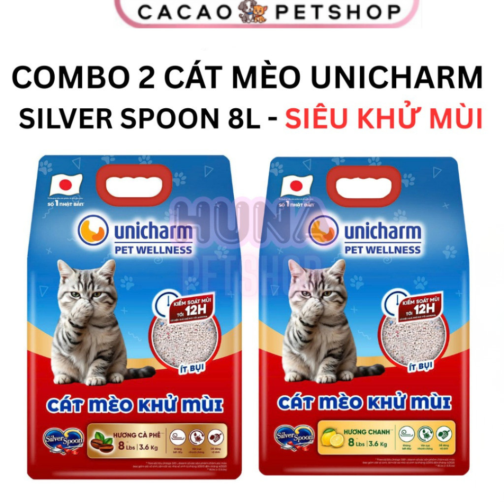Cát mèo khử mùi Unicharm Silver Spoon, siêu ít bụi | Shopee Việt Nam