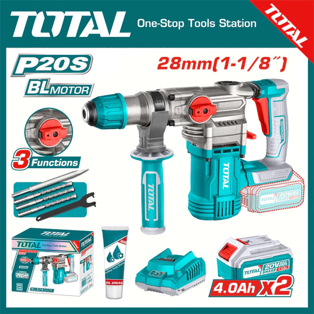 Máy khoan đục bê tông dùng pin 20V Total , Lực Đập 4.5J ( Động Cơ Không ...