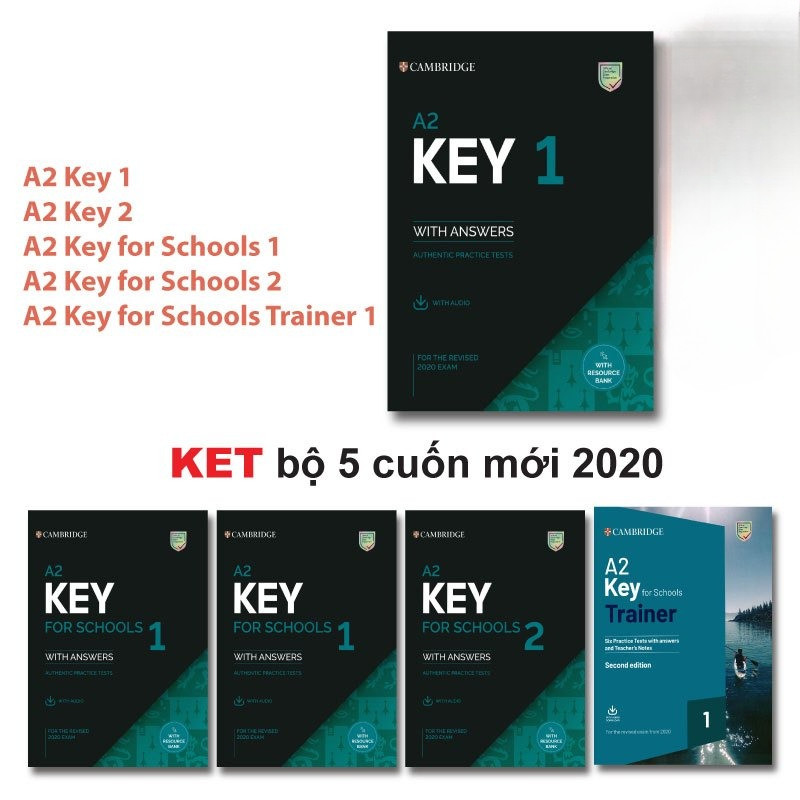 Sách - 5 cuốn in Luyện KET 2020 - A2 KEY 1,2 - A2 KEY for Schools 1,2 ...