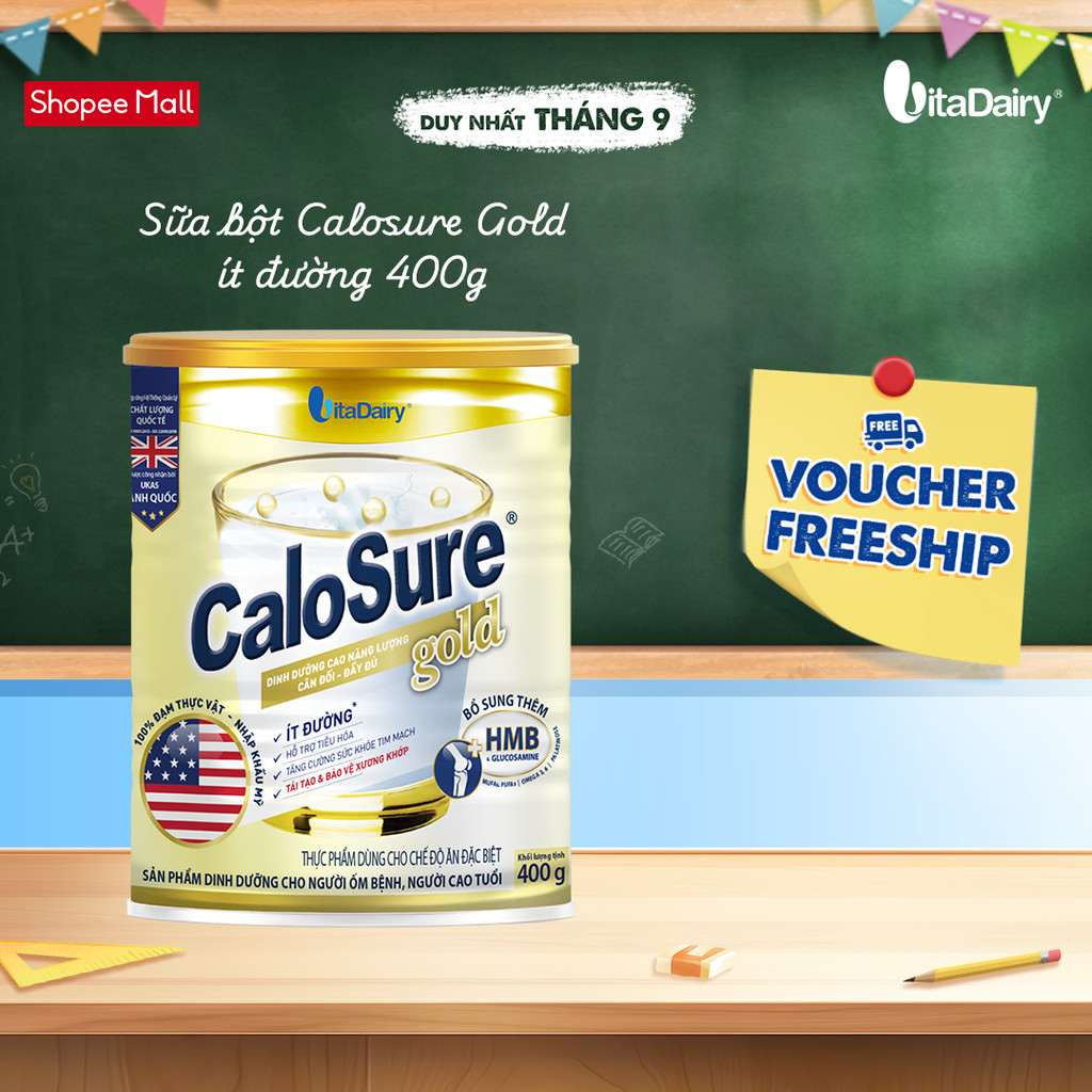Sữa bột Calosure Gold ít đường 400g giúp tăng cường sức khỏe tim mạch ...