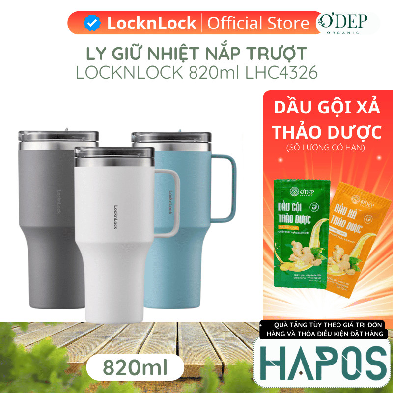 Ly giữ nhiệt LocknLock Metro King 820ml, nắp trượt, inox SUS304, có tay ...