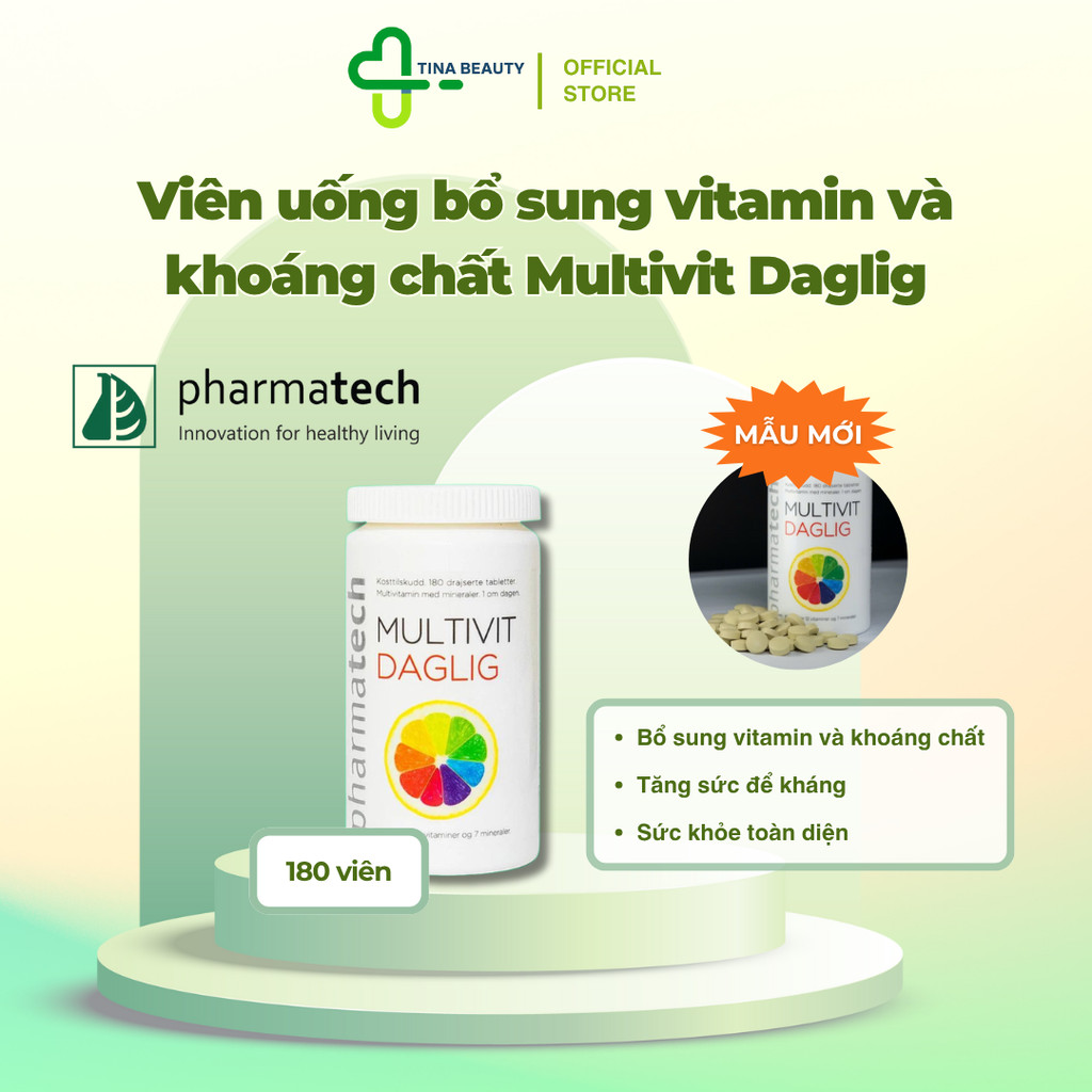 Viên uống bổ sung vitamin và khoáng chất MULTIVIT DAGLIG Pharmatech 180 ...