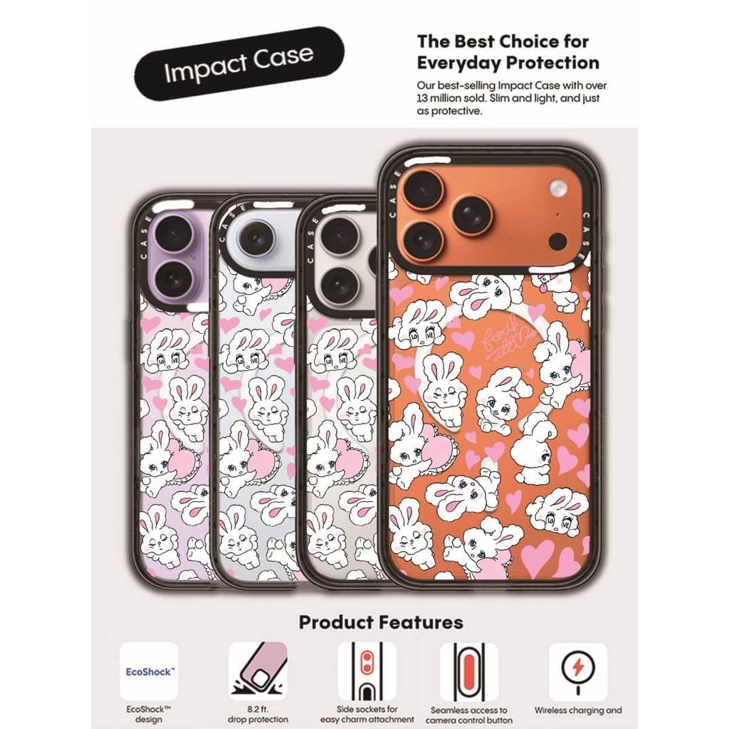 CASECASE X Sweetheart Mix Case Black Edge Clear Hard Từ Hút Tác Động ...