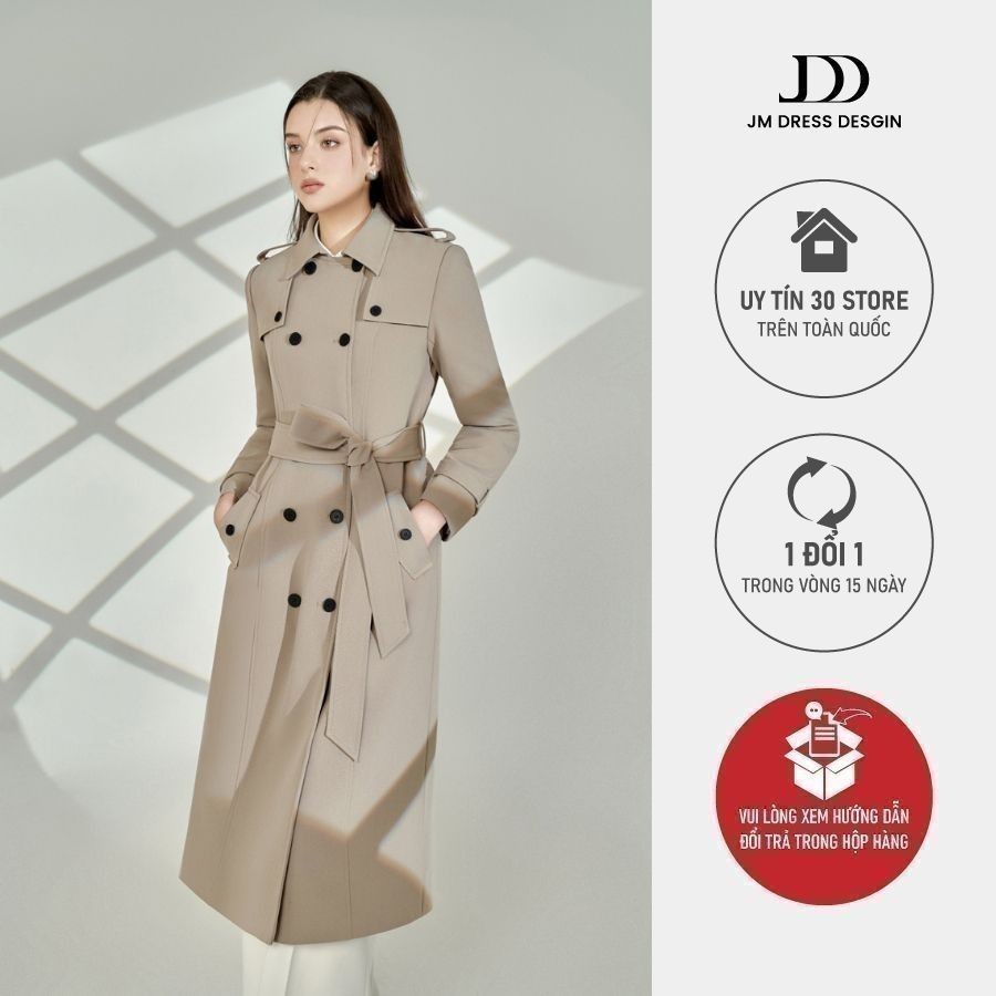 Áo khác thiết kế JM Dress Design Trench Coat hai lớp bung ngực, thắt ...