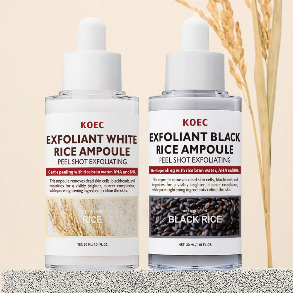 KOEC Rice & Black Rice Exfoliating Toners Gentle Dual Exfoliation Set ...