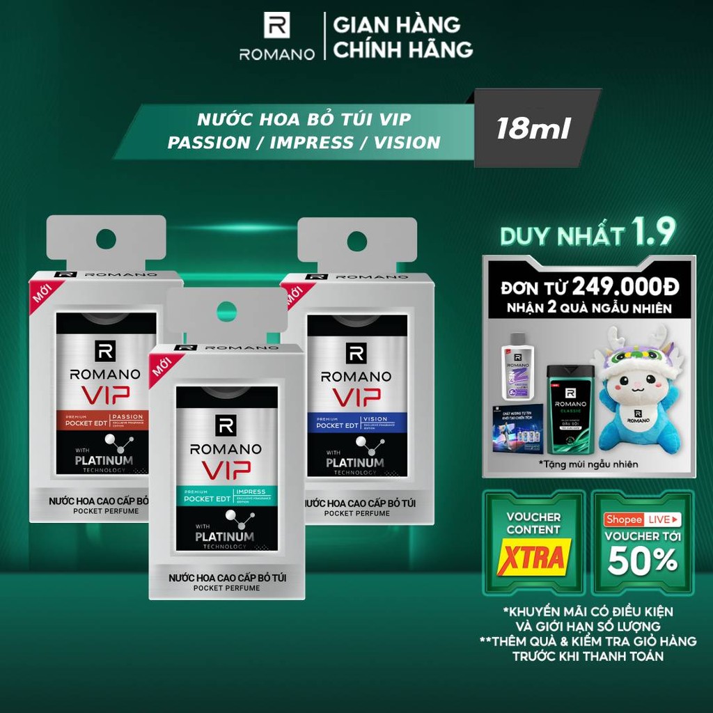 Nước hoa bỏ túi cao cấp Romano VIP Passion / Vision / Impress 18ml ...