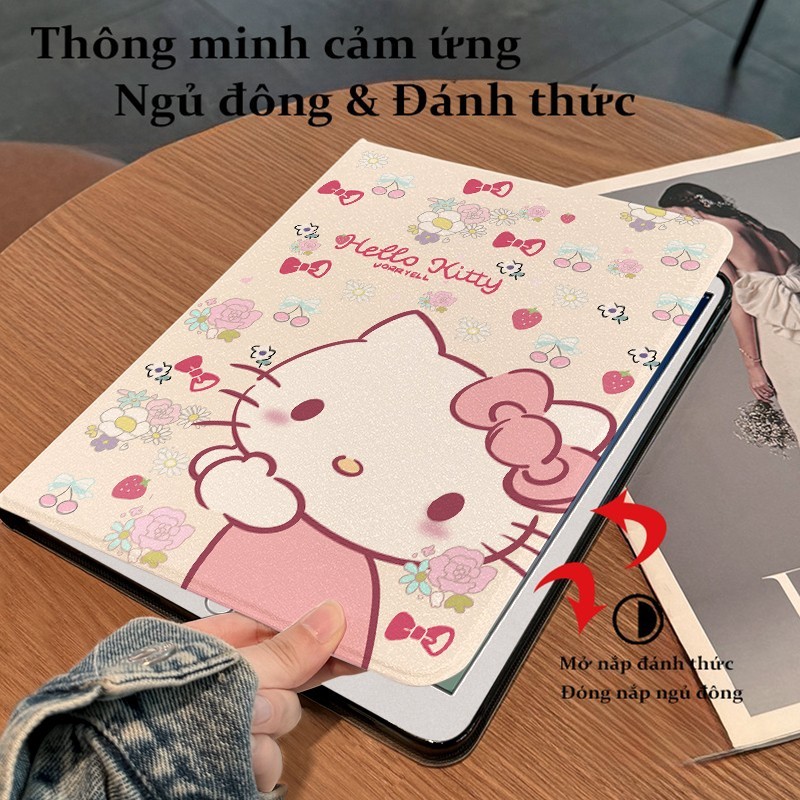 ốp ipad hello kitty Bao Da chất đẹp Khay bút cute vỏ lật iPad Air 1 2 3 ...