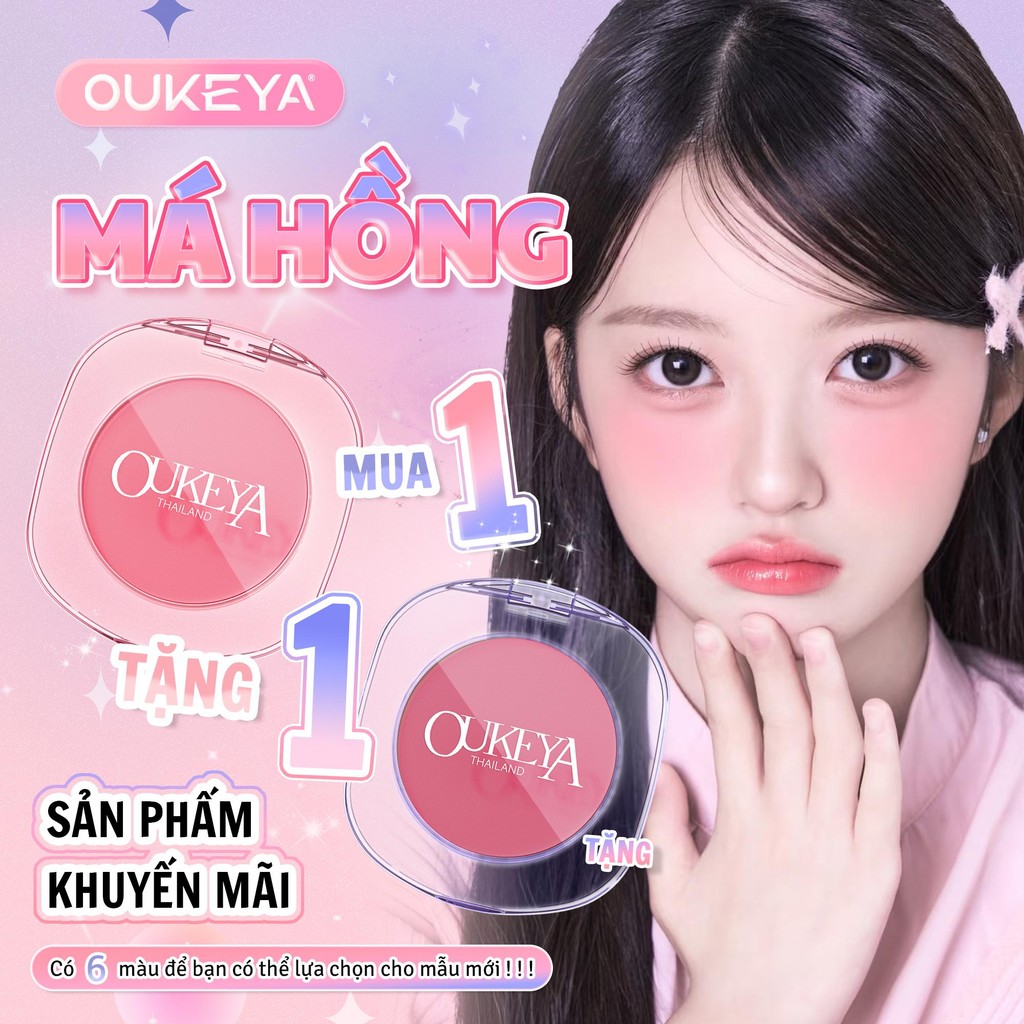 （Mua 1 tặng 1）OUKEYA Phấn Má Hồng Giữ Chuẩn Màu, Tự Nhiên Và Trẻ Trung ...