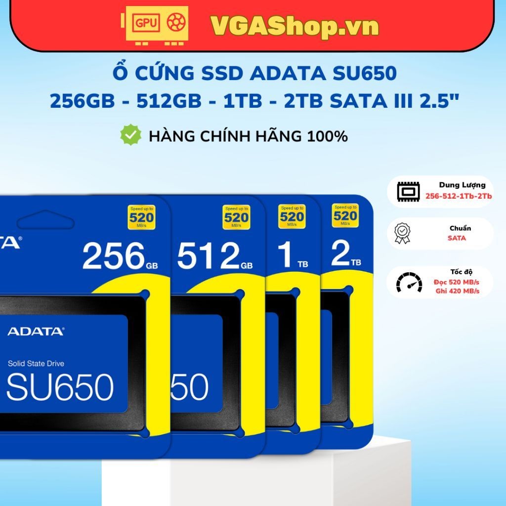 Ổ cứng SSD ADATA SU650 256GB - 512GB - 1Tb - 2Tb SATA III 2.5" - Hàng ...