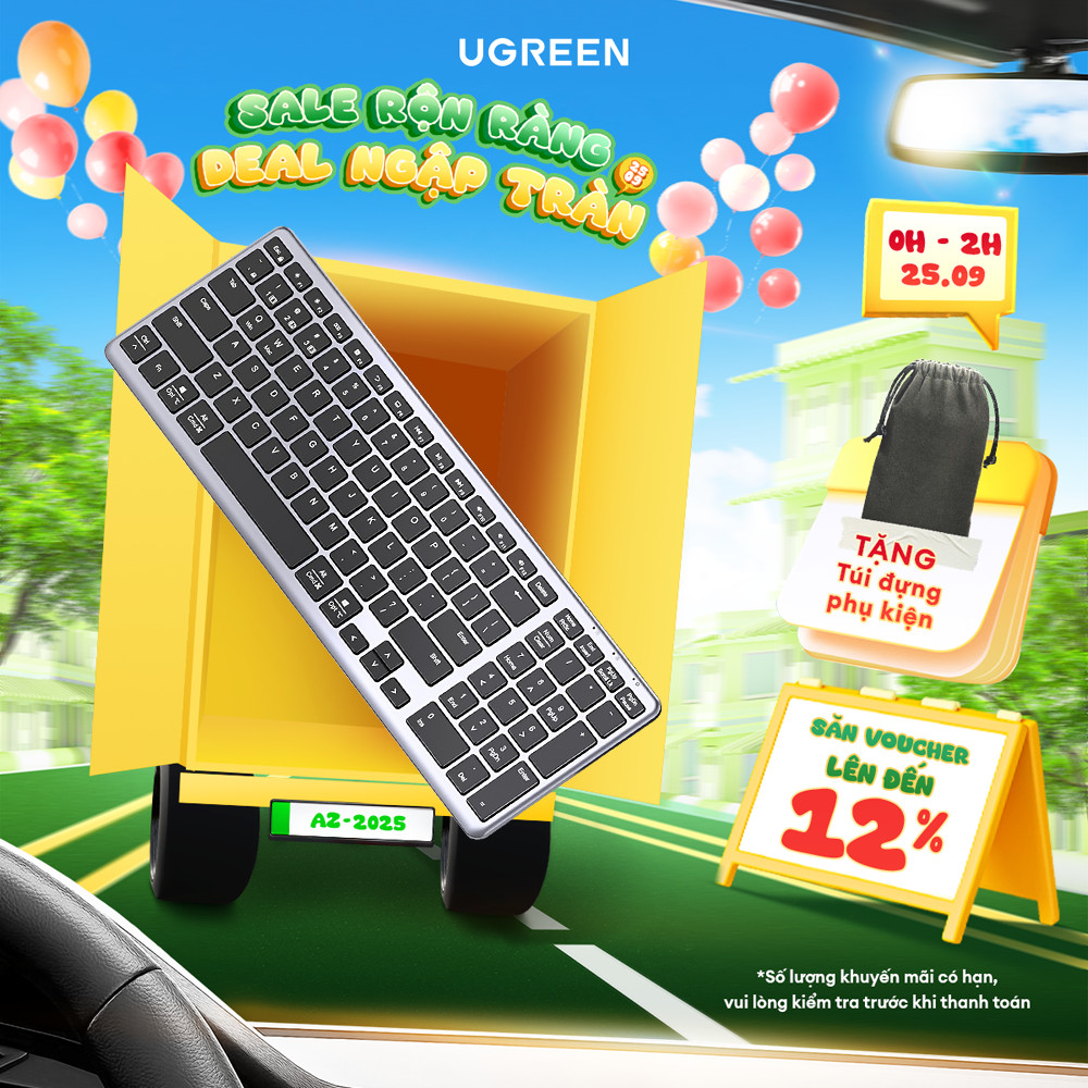 Bàn phím không dây UGREEN KU005 | Kết nối 4 thiết bị | Pin sạc dung lượng 400mAh | Bảo hành 18 ...