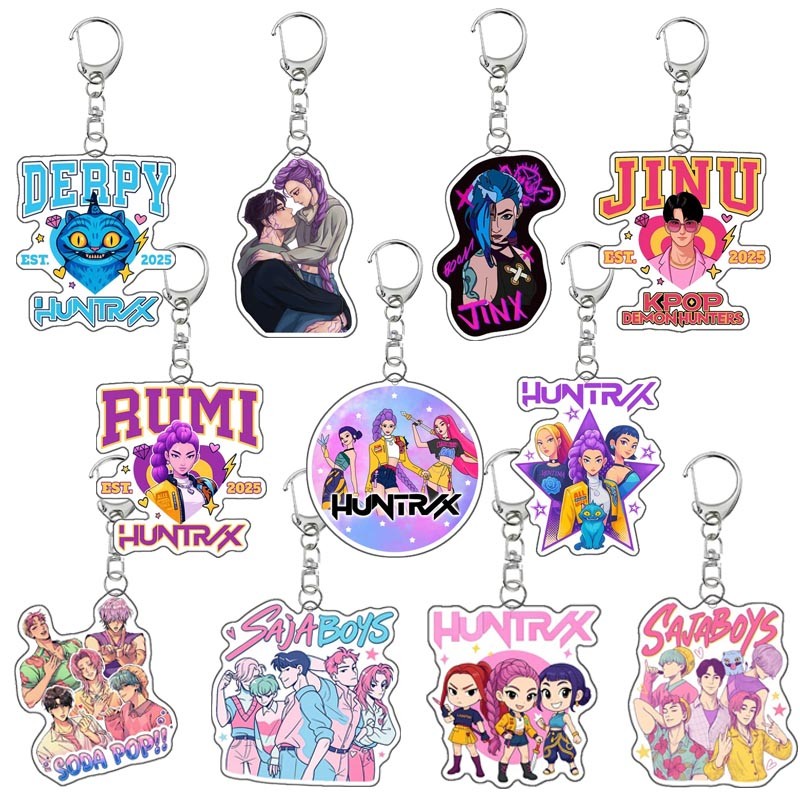 Kpop Demon Hunters Movie Acrylic Keychain Accessories Huntrix Saja Boys ...