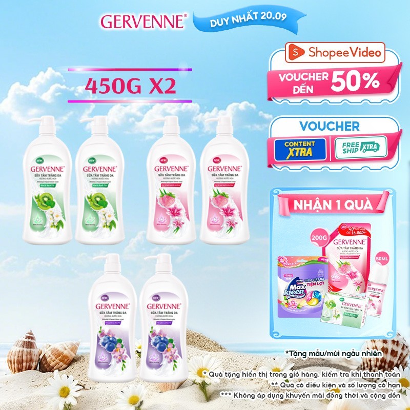 Combo 2 Sữa tắm trắng da hương nước hoa Gervenne 450g | Shopee Việt Nam