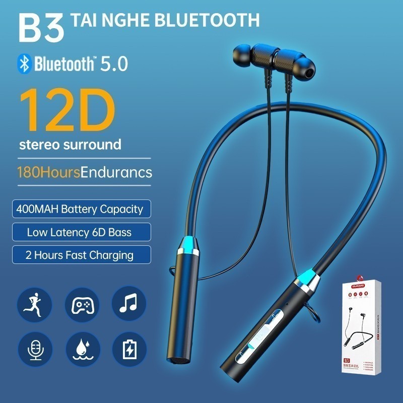 Tai nghe nhét tai không dây Bluetooth B3-PRO, chống nước, có micrô ...