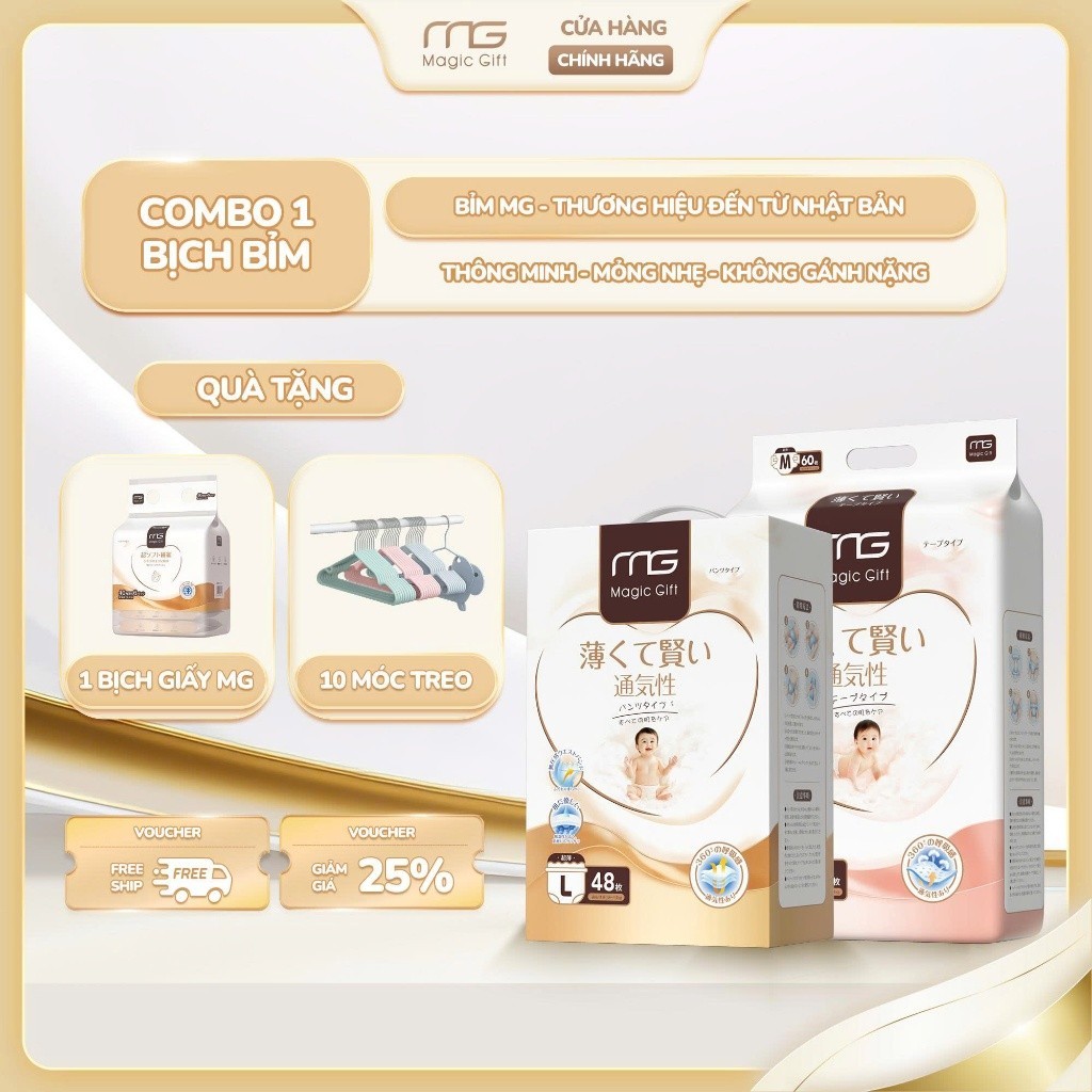 [1 BỊCH] Bỉm/Tã Quần/Dán Magic Gift Nhật Bản cao cấp, Siêu mỏng nhẹ, Lõi hút thông minh,Công ...
