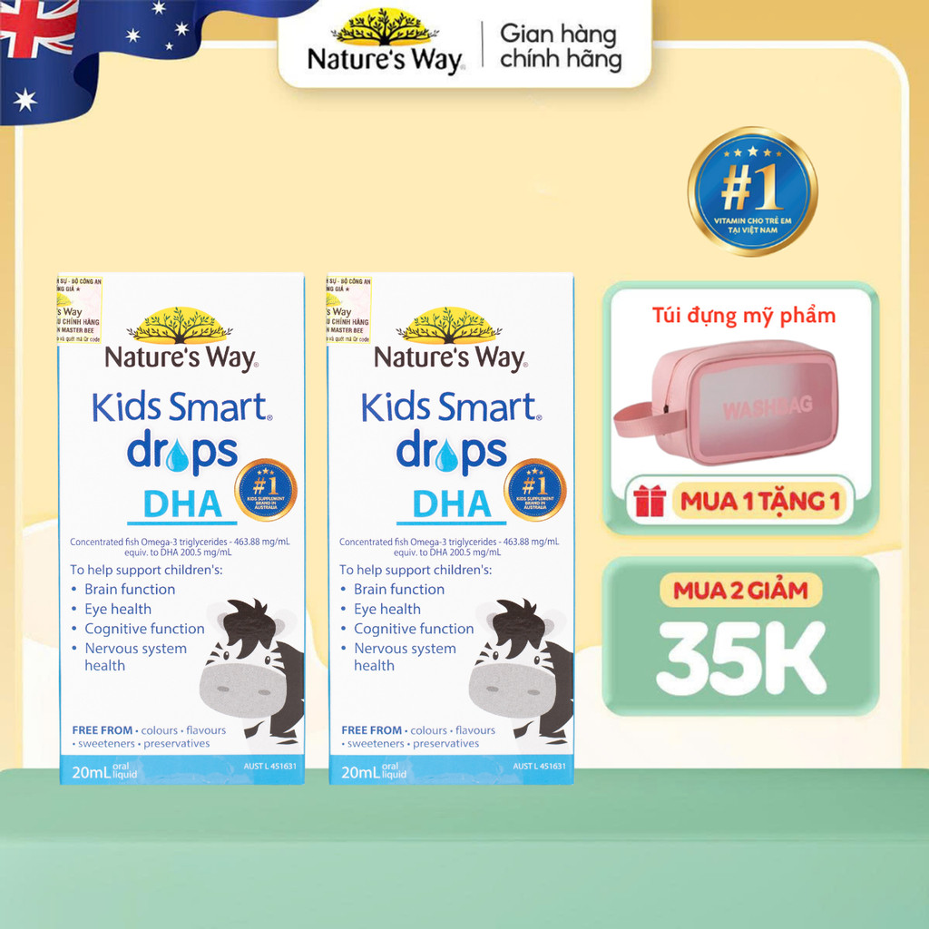 Combo 2 Hộp DHA Drops Nature's Way Kids Smart Drops Siro Thông Minh Bổ ...
