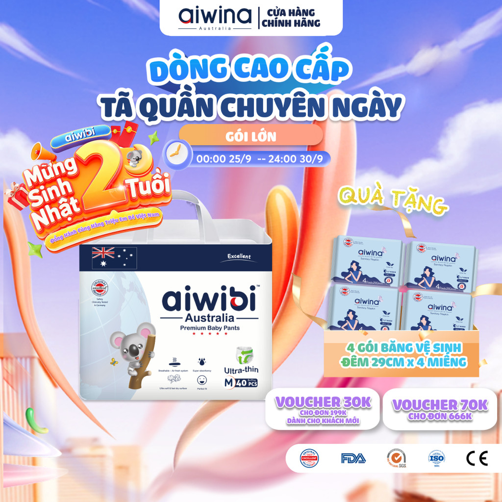 Tã/Bỉm Quần Cao Cấp Aiwibi Light Feather Cho Bé Siêu Thấm Hút, Chống ...