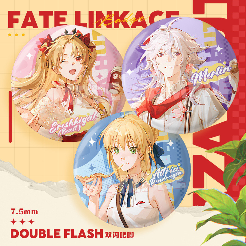 Fate x Pizza Hut - Huy hiệu Altria Pendragon & Merlin, Kim Loại Mạ Thép ...