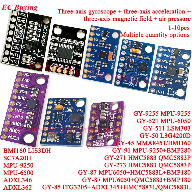GY-9250 BMP280 GY-91 MPU6500 MPU9250 HMC5883L LIS3DH BMI160 6 Con quay hồi chuyển thái độ 9 trục ...