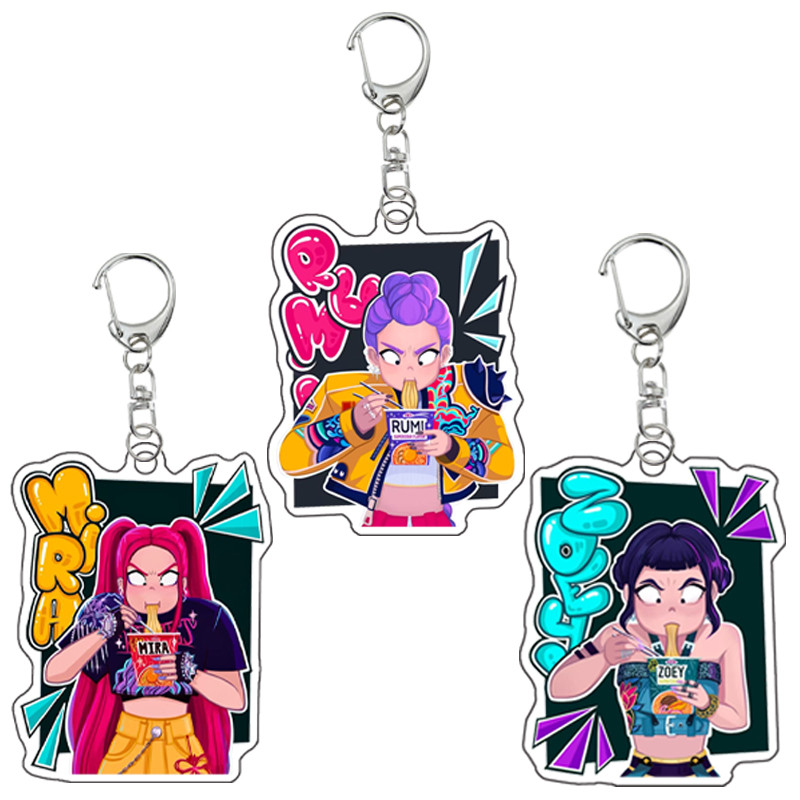 New Kpop Demon Hunters Rumi Zoey Jinu Mira Key Ring Acrylic Keyrings Huntrix Saja Boys Mystery ...