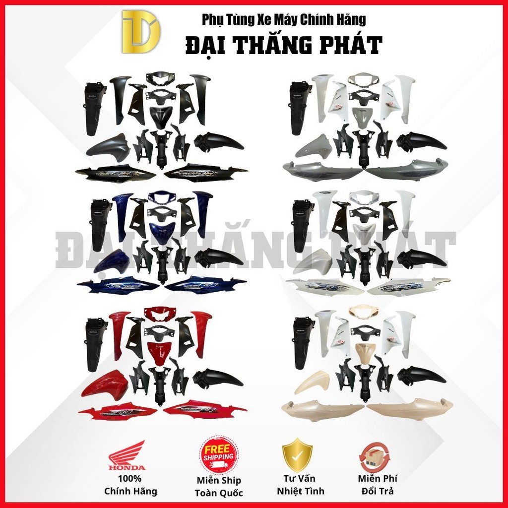 Dàn áo (15 món nhựa màu + nhựa nhám) xe Wave Anpha 110cc K89 (2024-2025 ...