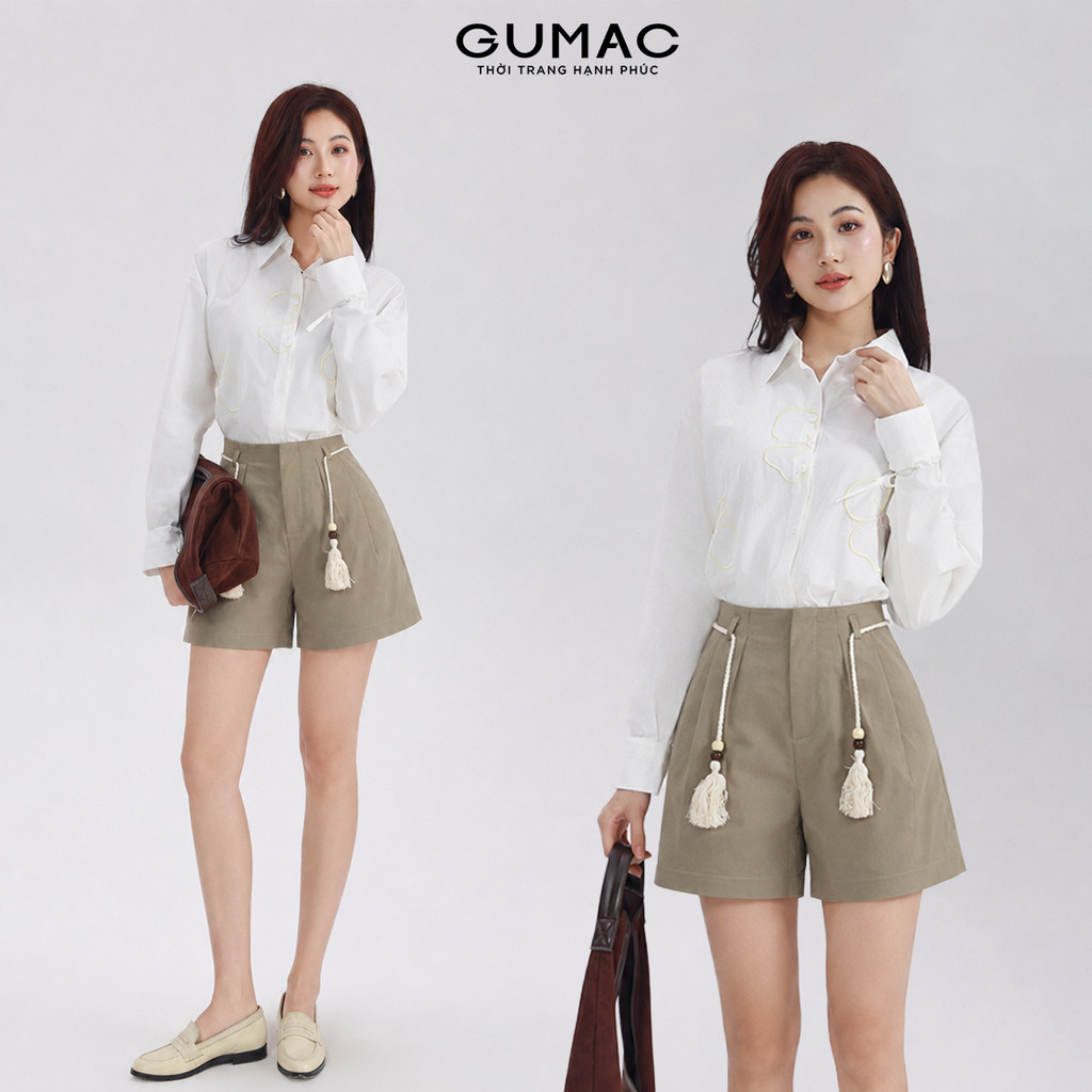 Quần Short Kaki Gmorning - GUMAC Form Suông Rộng Xếp Ly Thân Trước Túi ...