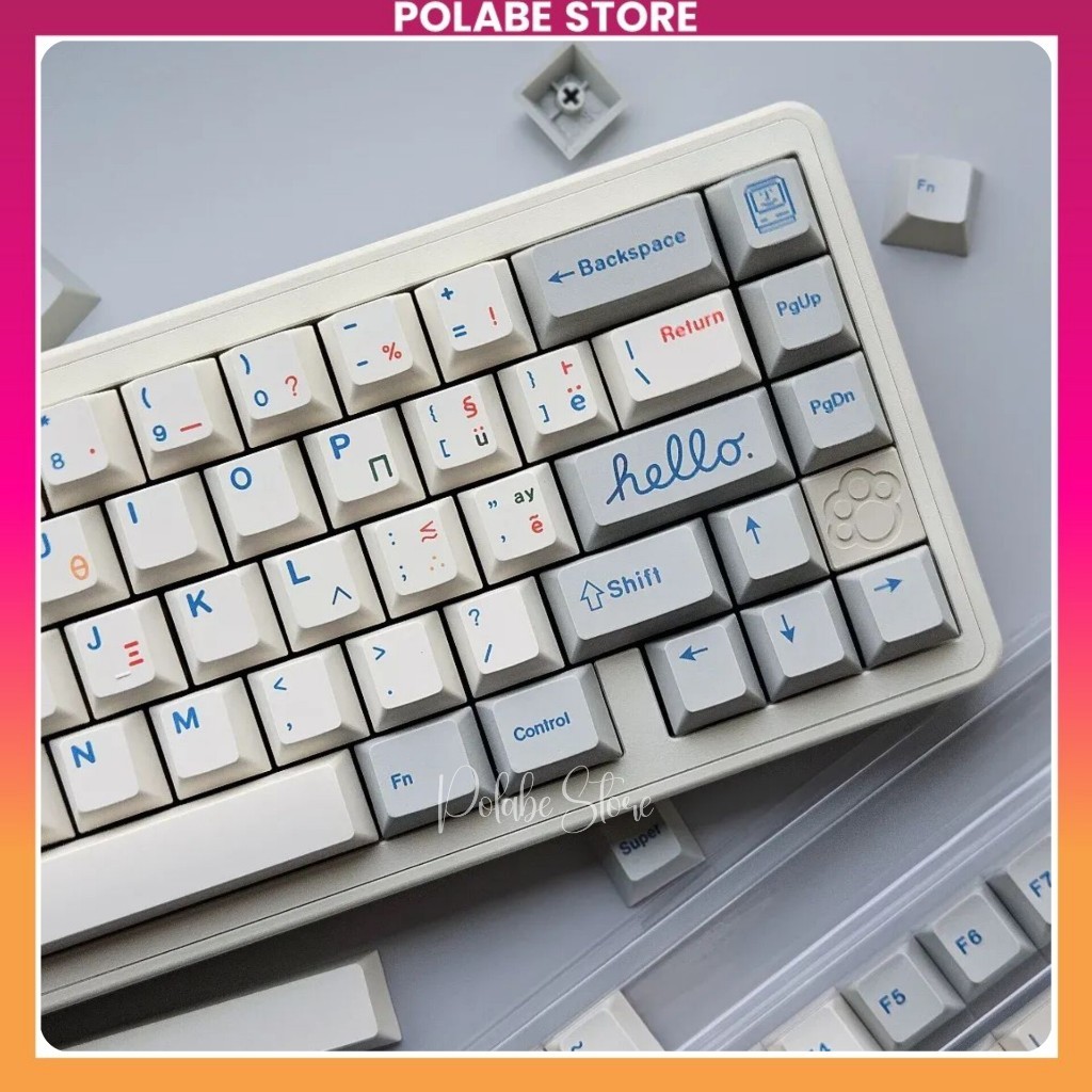 Keycap Retro Blue Greek Cherry Profile Keycap phong cách XMI PBT dyesub ...