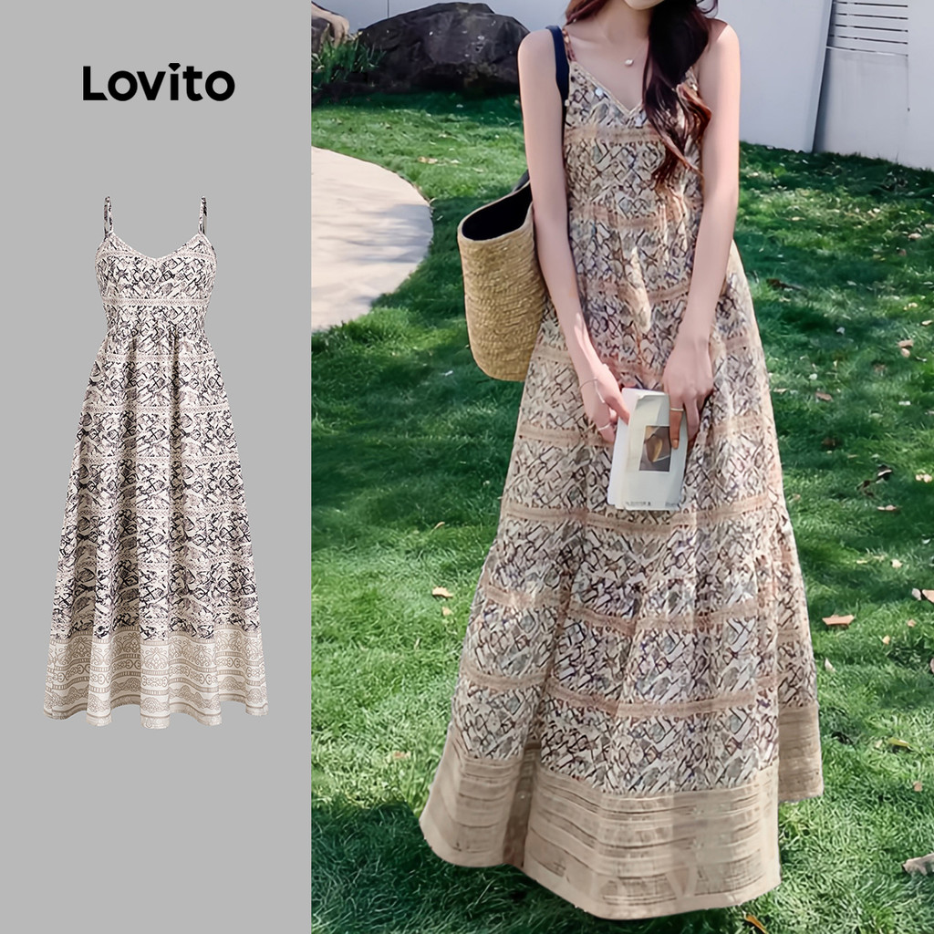 Đầm Lovito boho xếp ly mềm mại thoải mái mùa xuân/hè cho nữ L137ED037 ...