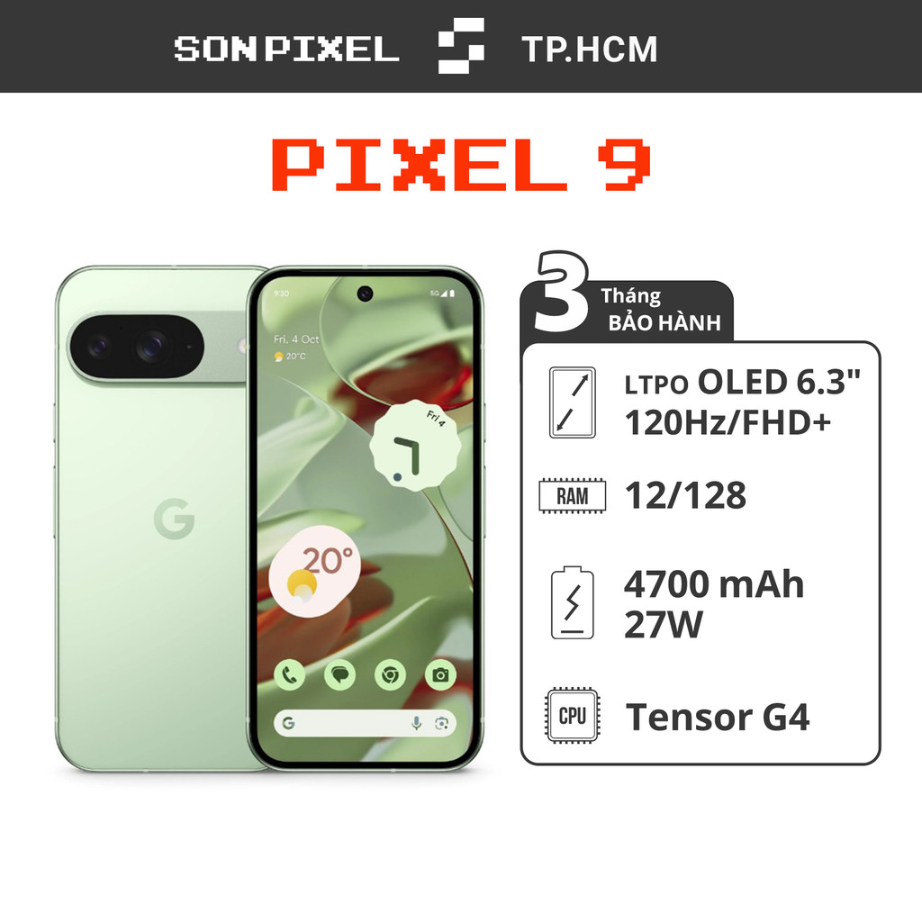 Google Pixel 9, Chip Google Tensor G4, RAM 12/128GB, Hỗ Trợ AI Đỉnh Cao ...