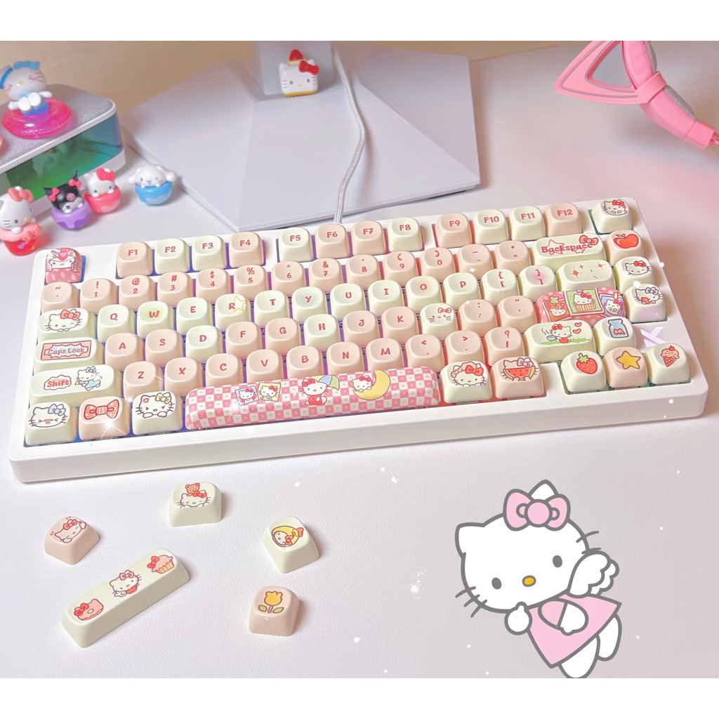 Hello Kitty Keycaps 114/95 Phím MOA Chiều Cao Chất Liệu PBT Keycap Năm ...
