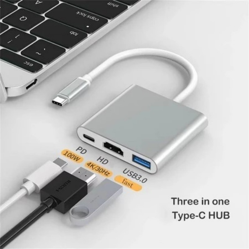 Hub Type C 3 trong 1 to HDMI 4K cho Macbook/iPad/Laptop, Hub chuyển đổi ...