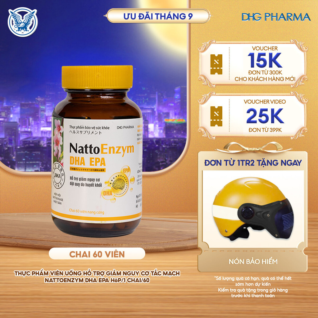 TPCN NattoEnzym DHA EPA Hỗ trợ giảm nguy cơ đột quỵ do huyết khối 1 ...