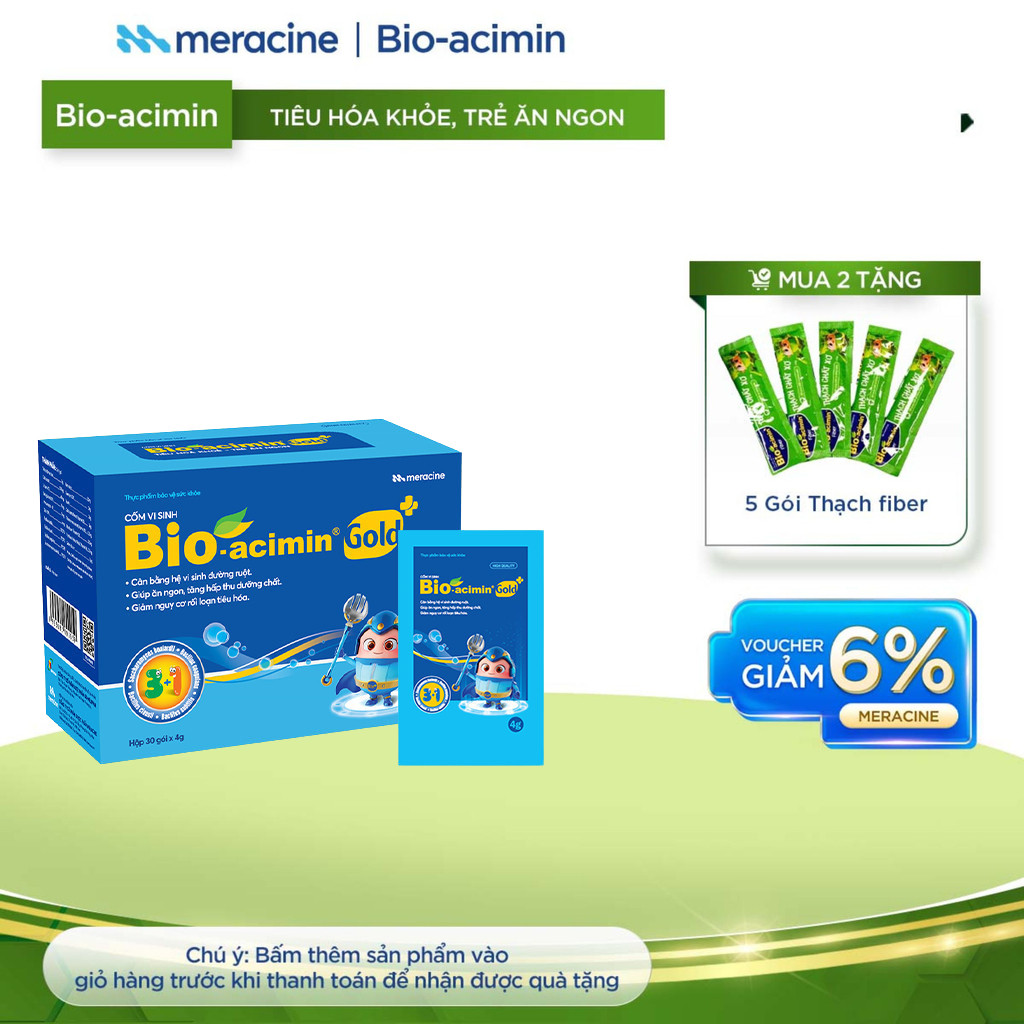Combo 4 Cốm vi sinh Bio acimin Gold hỗ trợ trẻ ăn ngon tự nhiên bổ sung ...