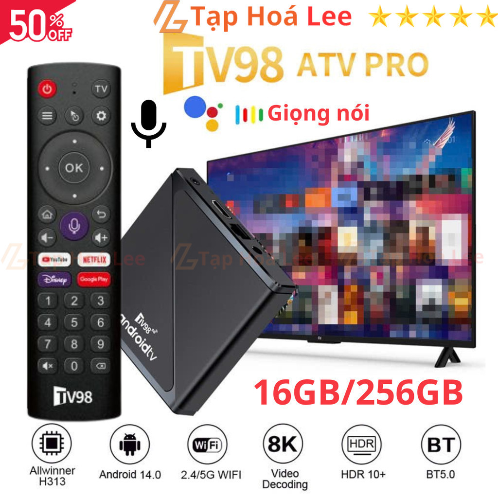 Android TV Box T98 ATV PRO, 16GB-256GB, 8K UtraHD, Android 14, Remote ...