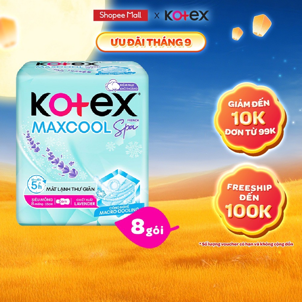 [Bao Bì Thay Đổi Theo Từng Đợt Nhập Hàng] Combo 8 gói băng vệ sinh Kotex Maxcool French Spa siêu ...