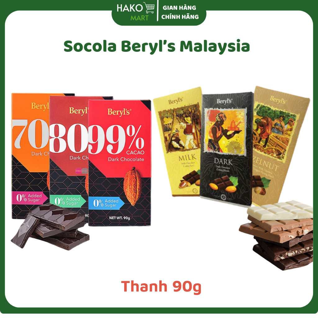 Socola Beryl's Đắng Không Đường (70%, 80%, 99%) - Truyền Thống ( Sữa ...