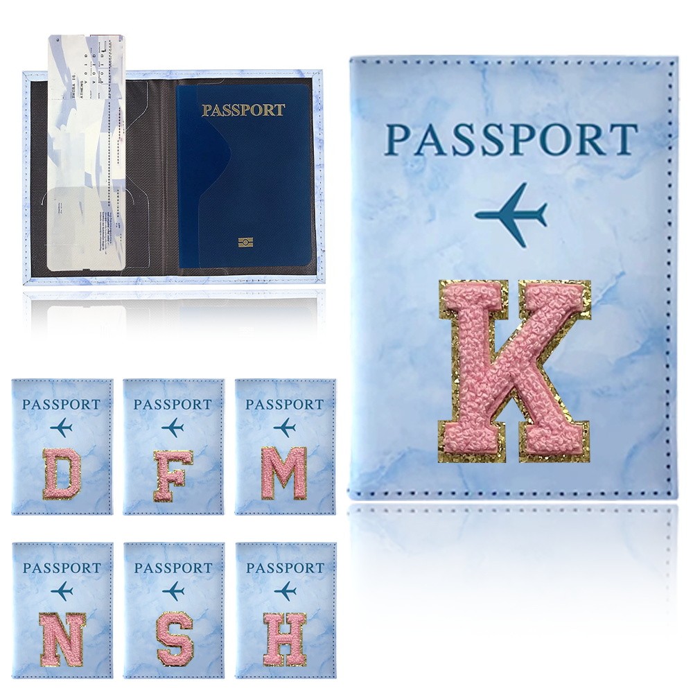 Blue Passport cover custom card holder travel document organizer anti ...