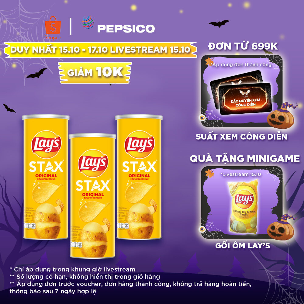 Combo 3 lon Snack Khoai Tây Miếng Lay's Stax Vị Tự Nhiên (3 x 100g/lon ...