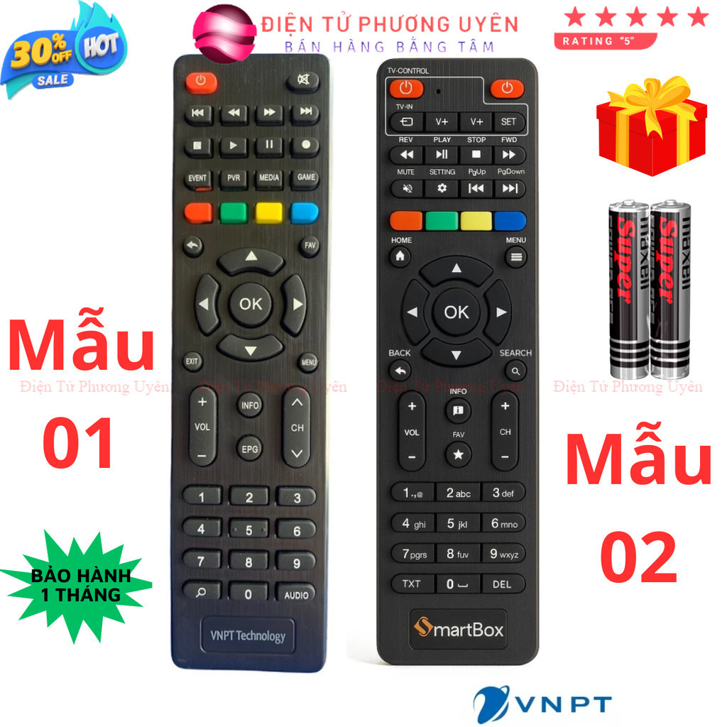 Remote điều khiển đầu thu VNPT Technology, SMARTBOX 2 MYTV - Tặng kèm ...