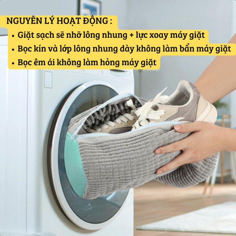 Túi đựng giày máy giặt có đệm lưới và khóa kéo, dễ dàng hút bụi, không ...