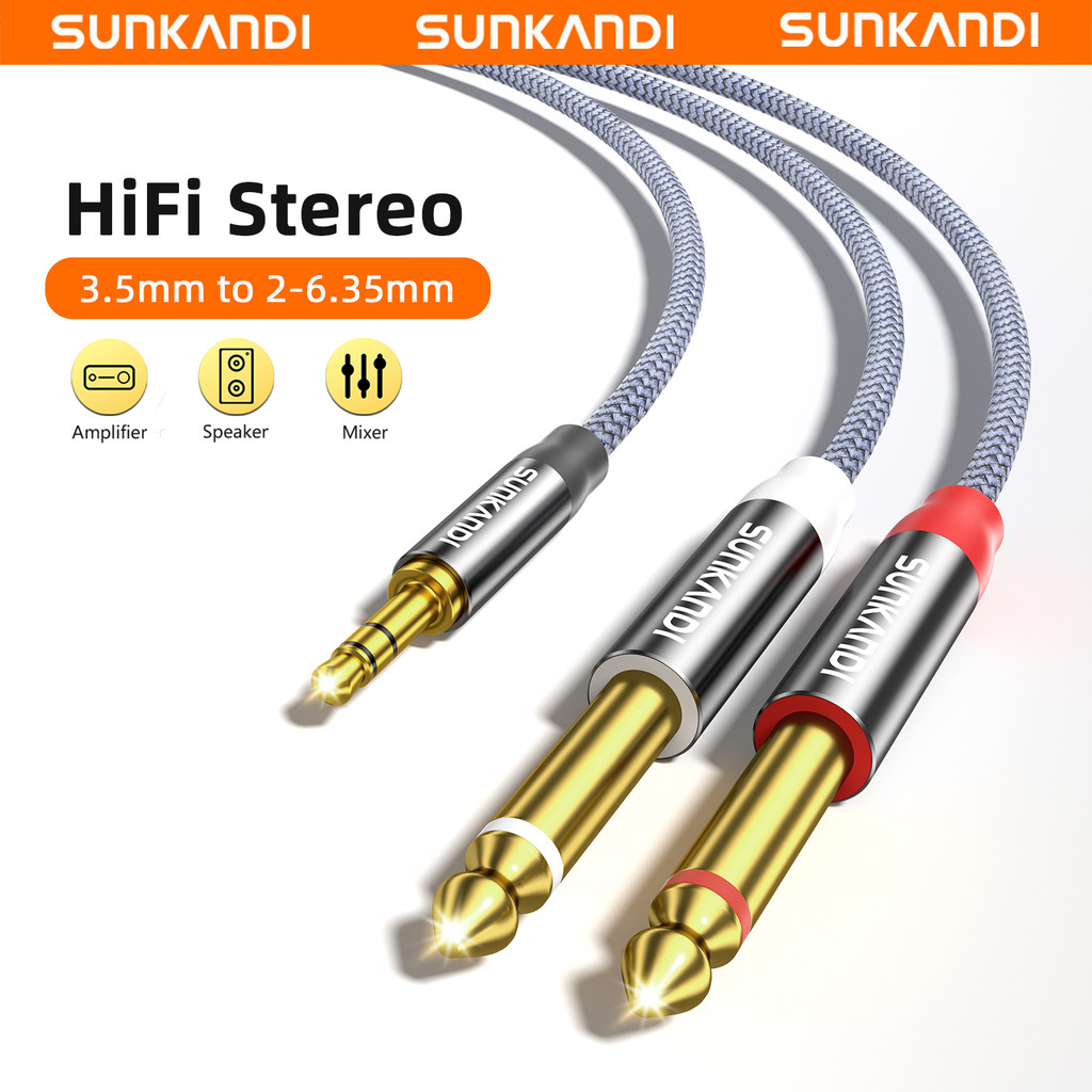 Cáp âm thanh nam SUNKANDi 3,5mm sang kép 6,35mm cho loa khuếch đại máy ...