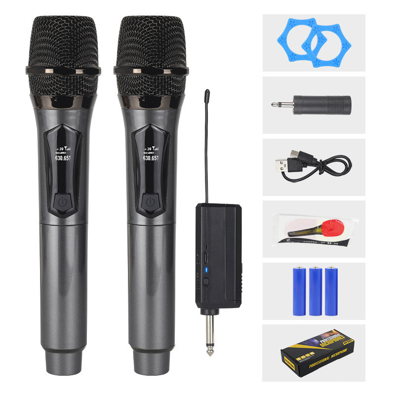 Rechargeable Wireless Microphones Dual Cordbless Handheld Dynamic ...