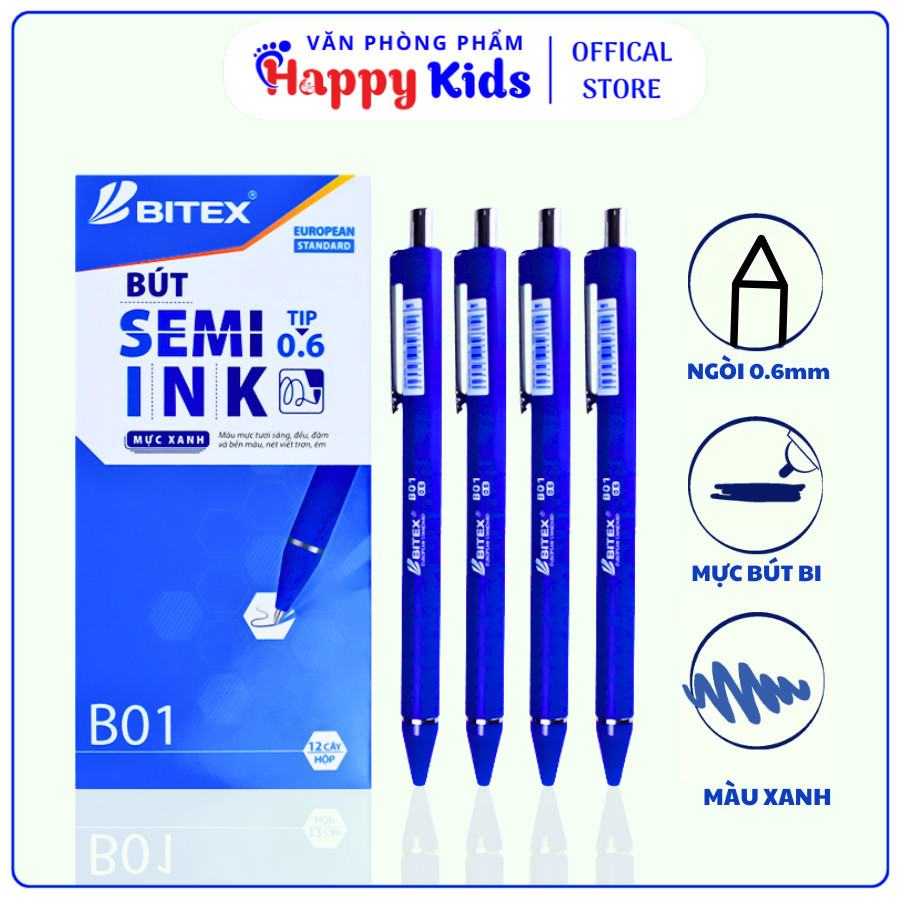 Bút Bi Semi Ink B01 Hiệu Bitex Ngòi 0.6mm Mực Cao Cấp Êm Trơn, Viết ...